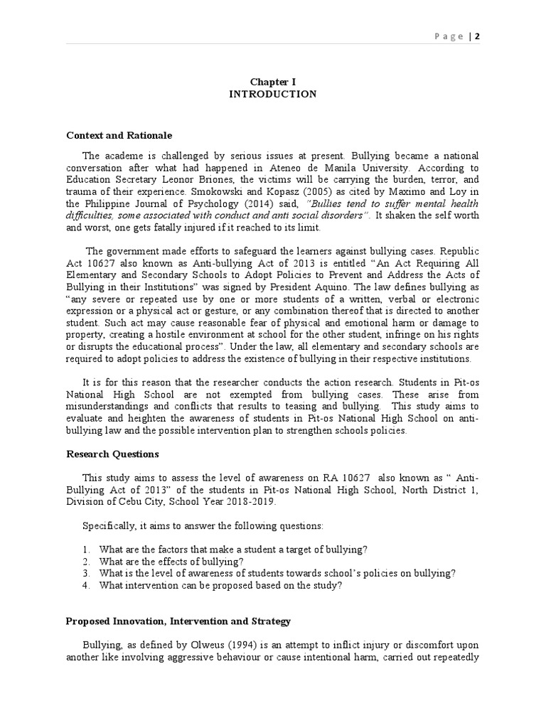 Action Research On Bullying | PDF | Bullying | Survey Methodology