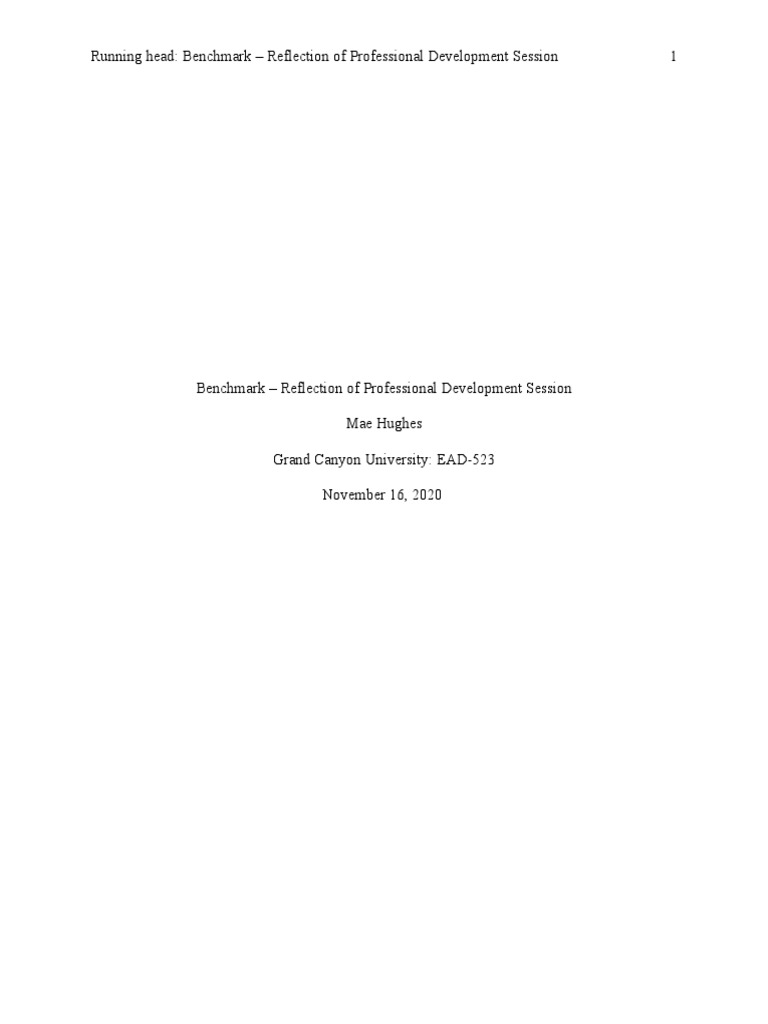 Benchmark Reflection of Professional Development Session | PDF ...