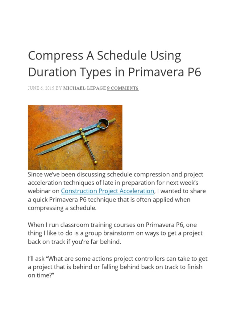 Compress A Schedule Using Duration Types in Primavera P6 | PDF | Business