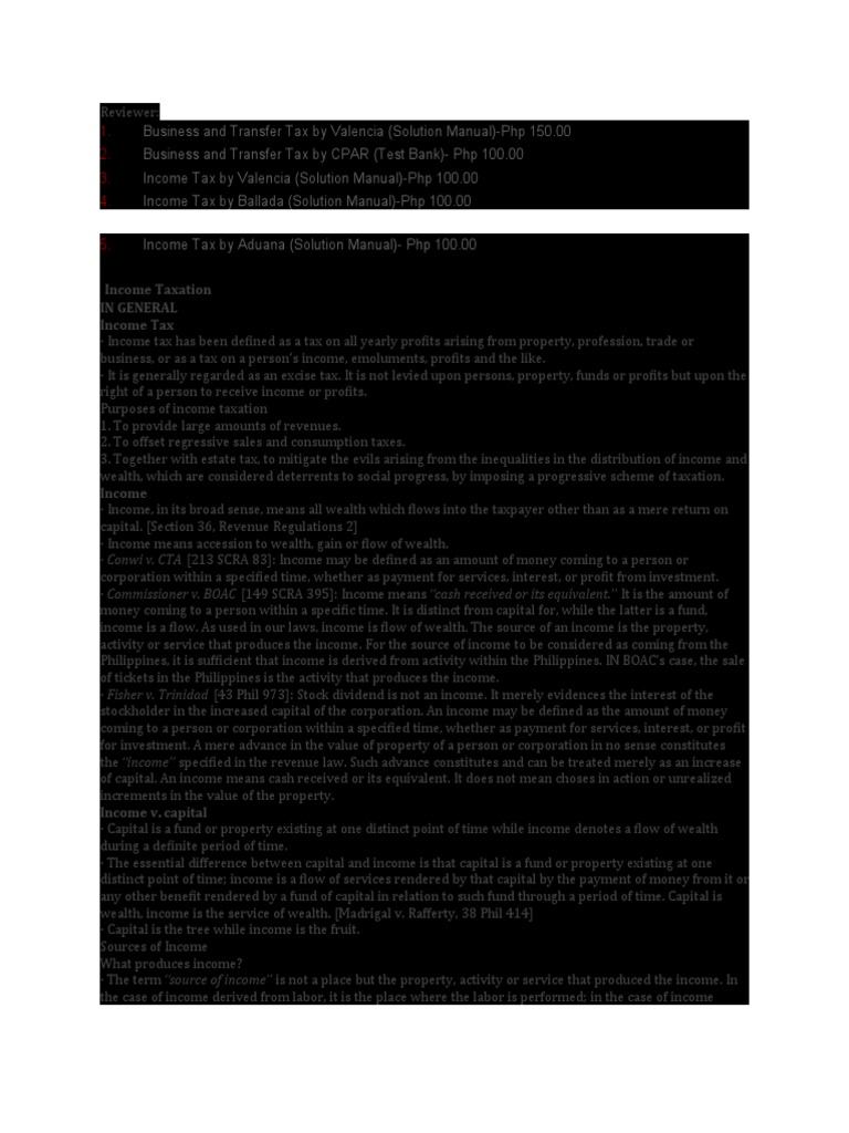 Income Taxation in General Income Tax | PDF | Taxpayer | Taxes