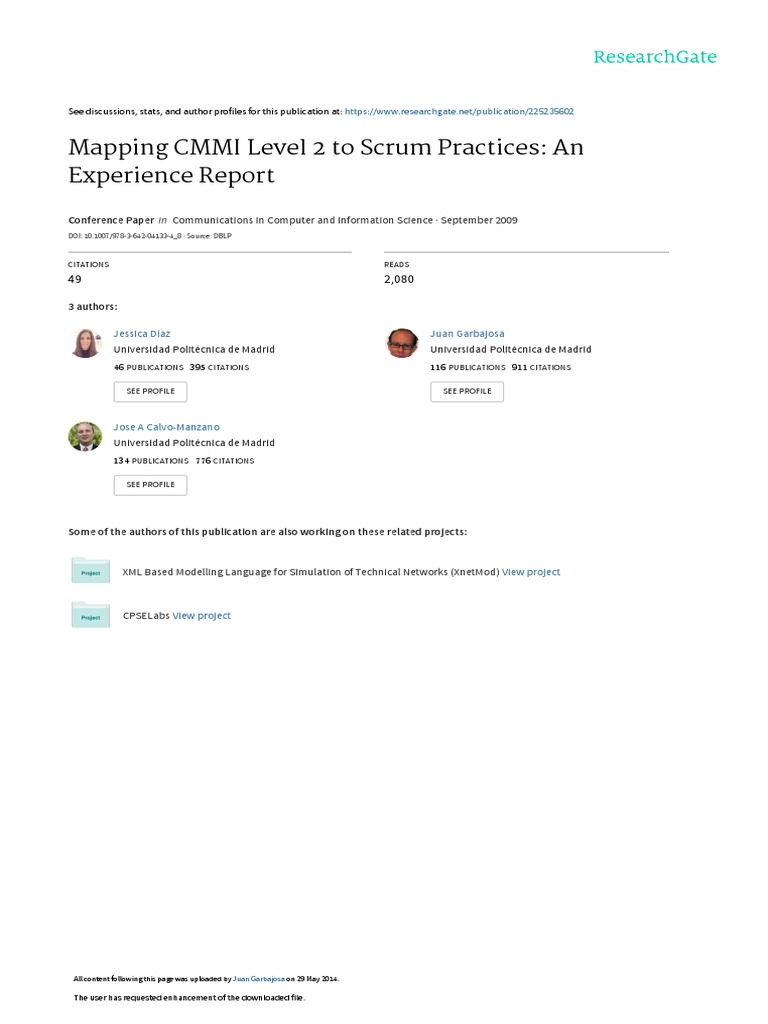 Mapping CMMI Level 2 To Scrum Practices: An Experience Report | PDF ...