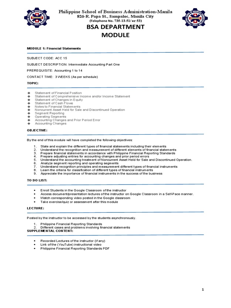 Bsa Department: Philippine School of Business Administration-Manila ...