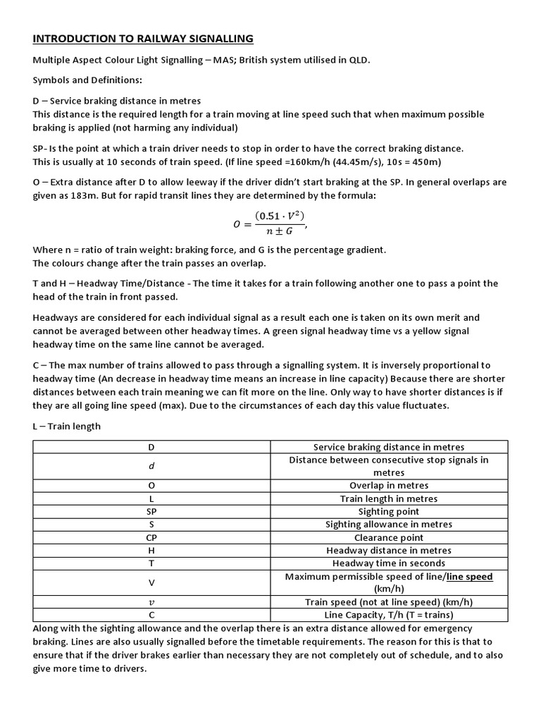 Railway Signalling: Key Concepts and Calculations | PDF | Train ...