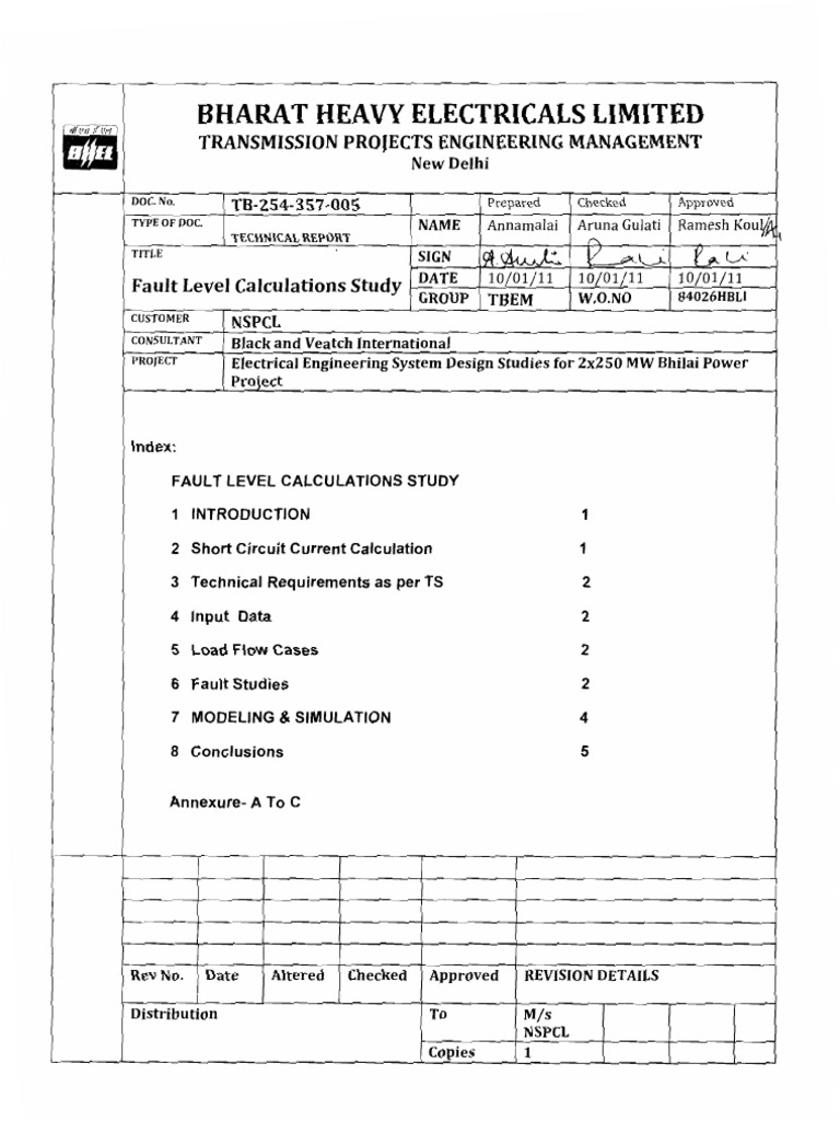 Short Circuit Report | Electric Power System | Power (Physics)