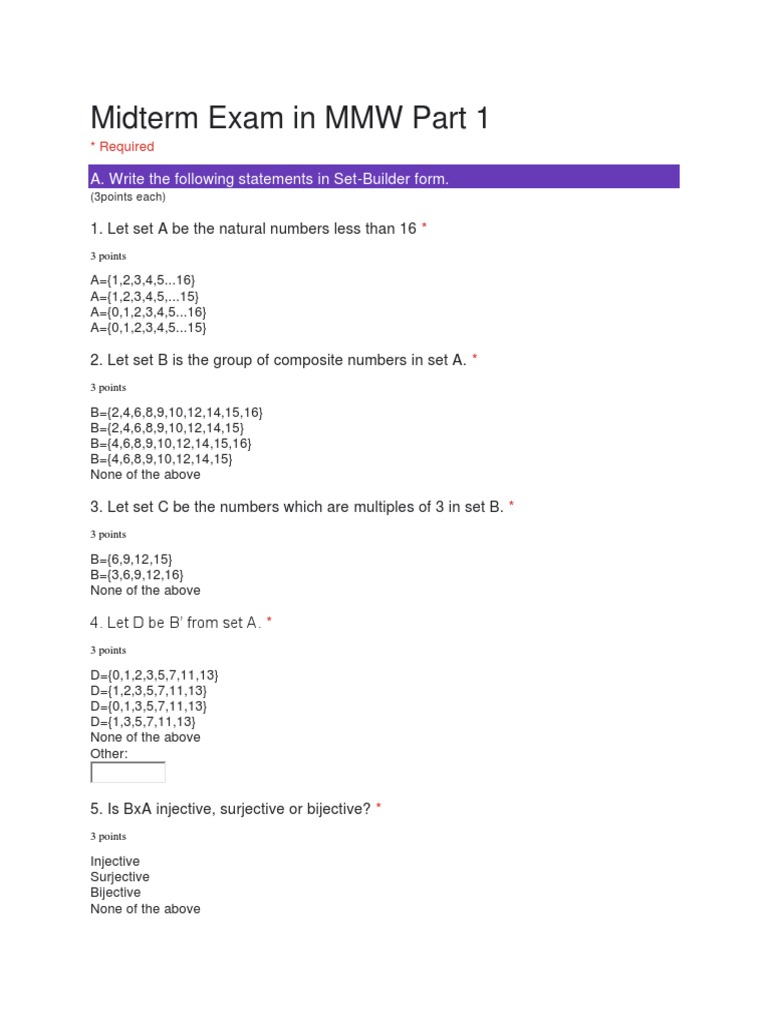 Midterm Exam in MMW Part 1 PDF | PDF