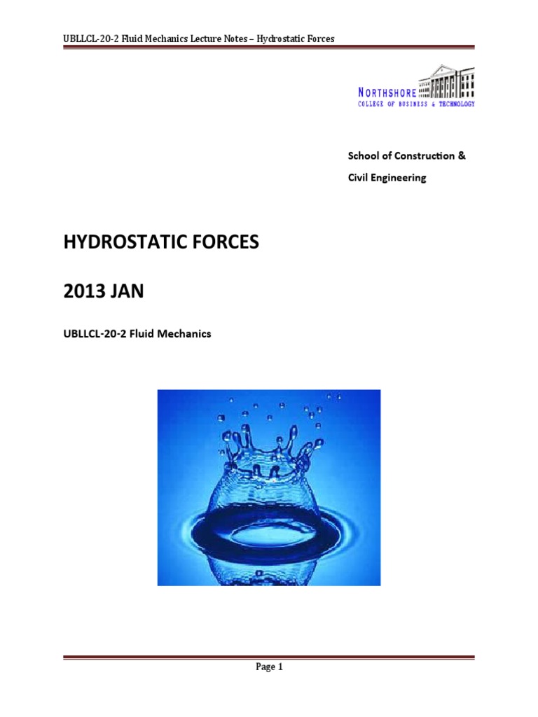 Chapter 3 Hydrostatic Forces | PDF | Pressure | Force