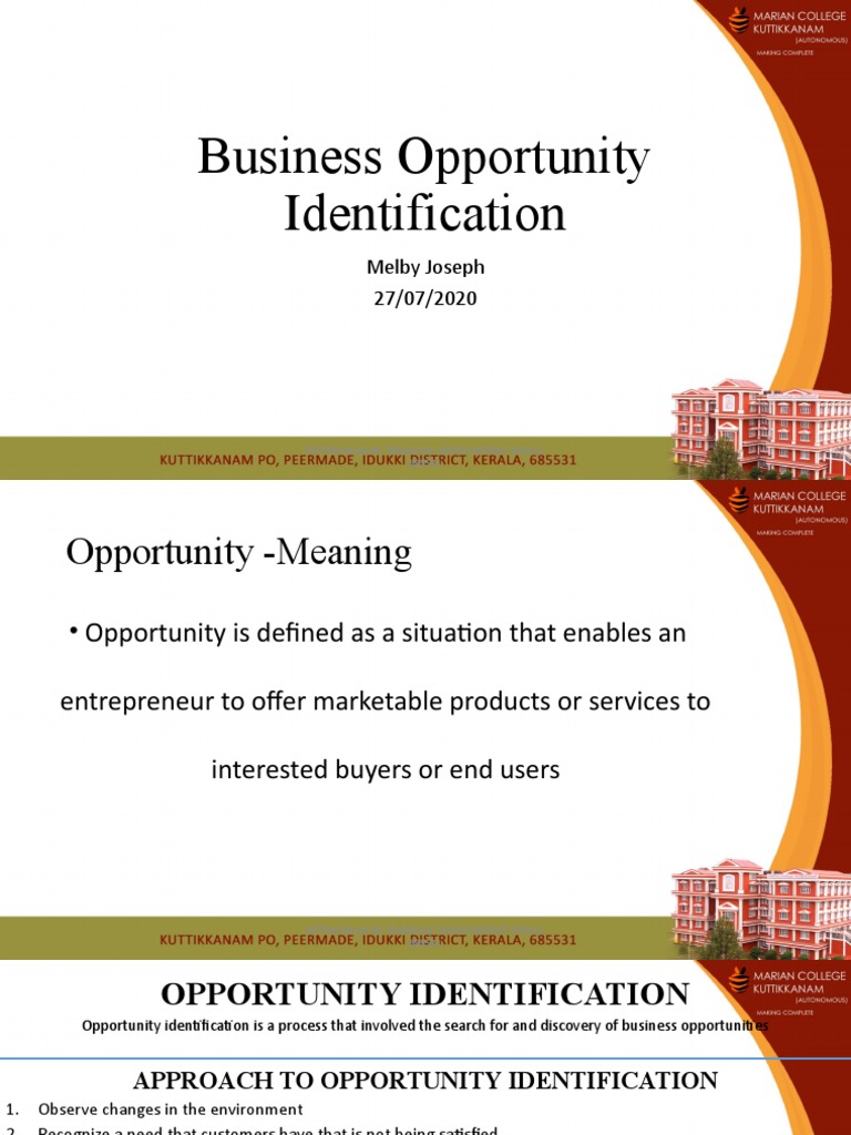 Business - Opportunity - Identificationbusiness Opportunity ...