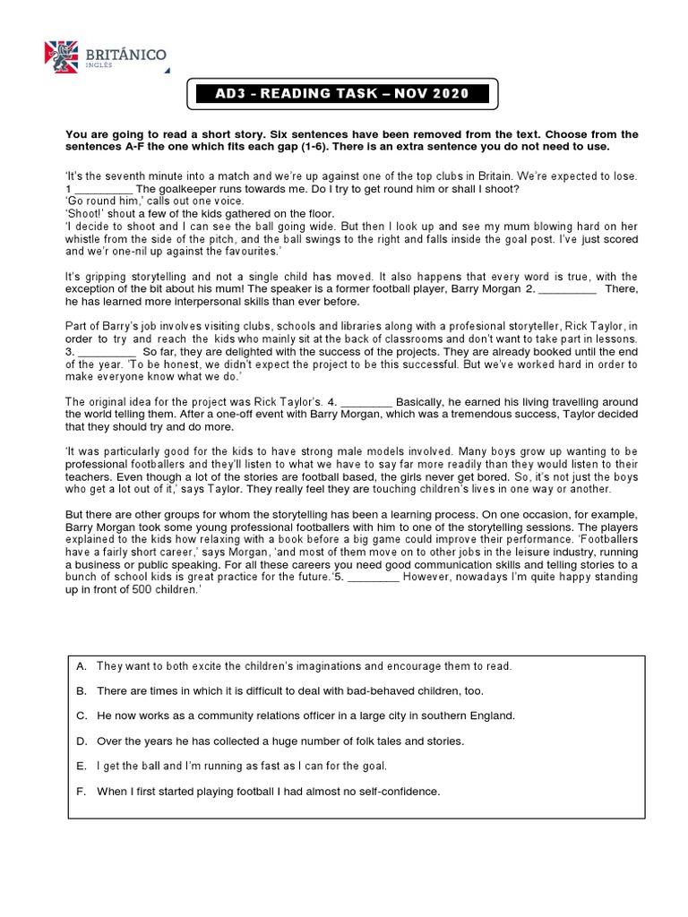 AD3 Reading Task NOV 2020 | PDF | Storytelling