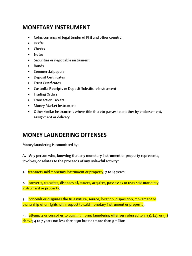 Monetary Instrument: Involves, or Relates To The Proceeds of Any ...