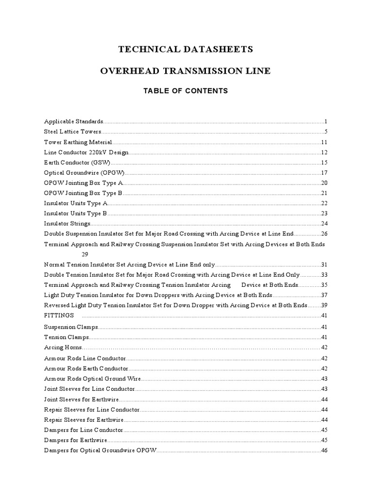Overhead - Line Data Sheet | PDF | Insulator (Electricity) | Electric Arc