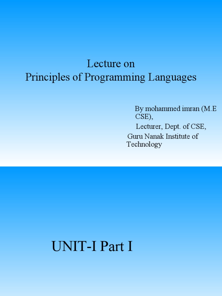 Lecture On Principles of Programming Languages | PDF | Computer ...