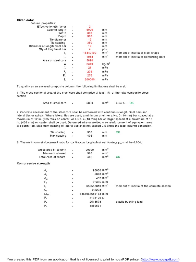 Design of a Reinforced Concrete Column with an Encased Steel Core | PDF ...