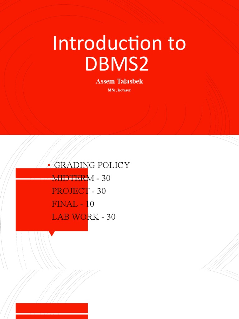 Introduction To Dbms2: Assem Talasbek | PDF