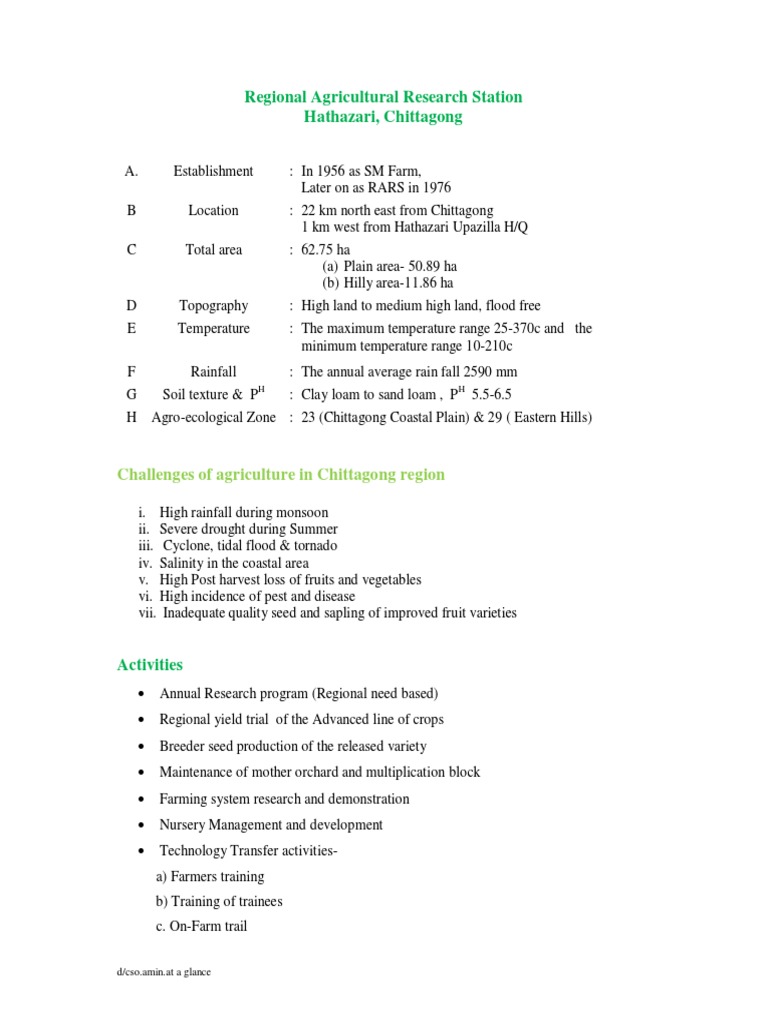 RARS, Hathazari | PDF | Rain | Agriculture