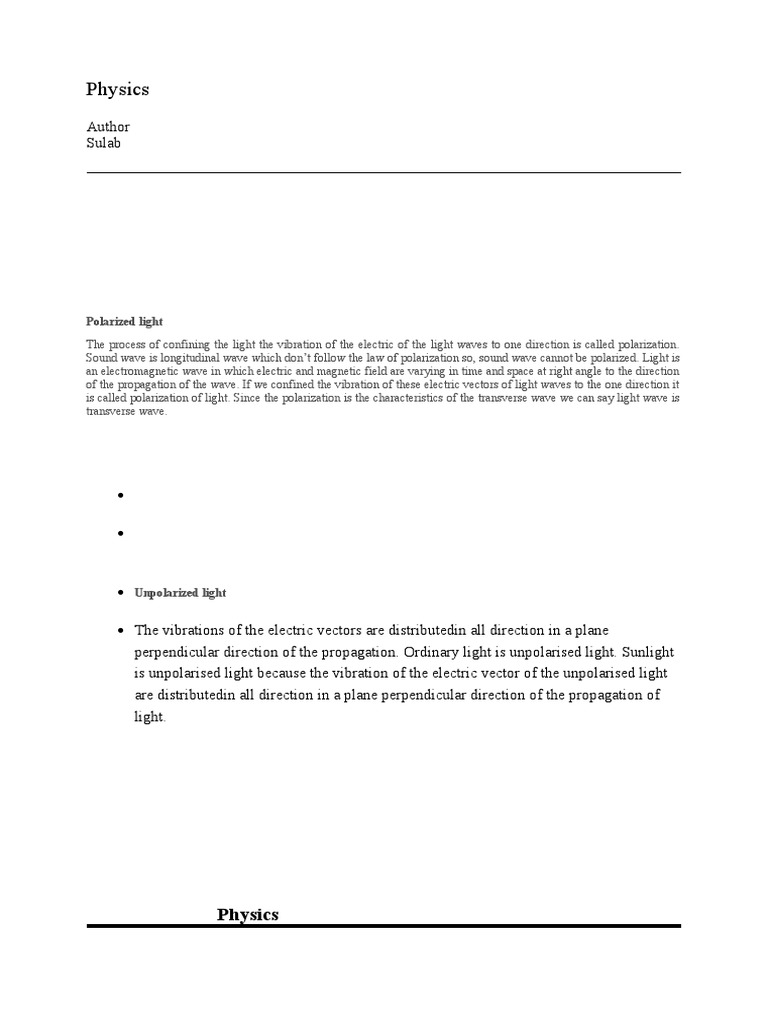 Understanding Polarized Light in Physics | PDF | Art | Science ...
