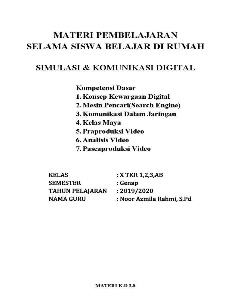 Materi SimDig Kelas X GENAP | PDF