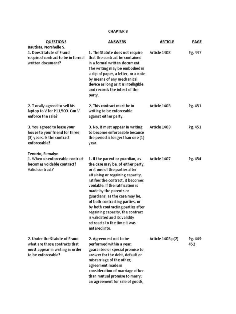 Questions Answers Article Bautista, Norshelle S | PDF | Ratification | Lease