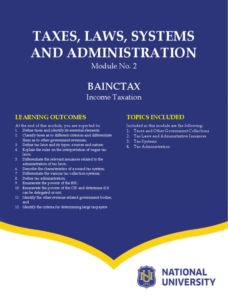 Module 02 - Taxes, Laws, Systems and Administration | PDF | Withholding ... Module 02 - Taxes, Laws, Systems and Administration | PDF | Withholding ...