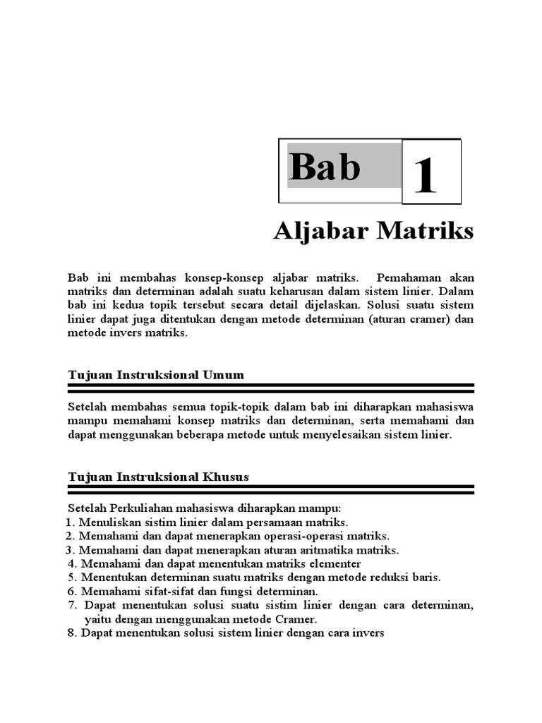Bab 1. Matriks | PDF | Sains & Matematika | Komputer