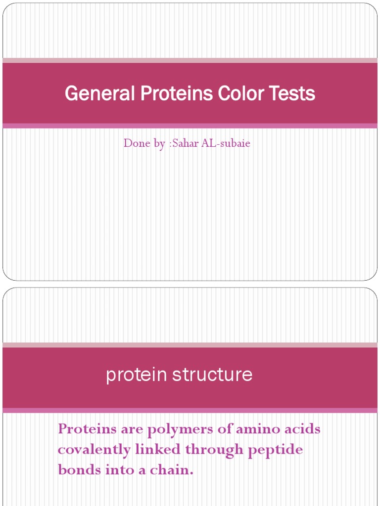 General Proteins Color Tests: Done By:sahar AL-subaie | PDF | Cooking ...