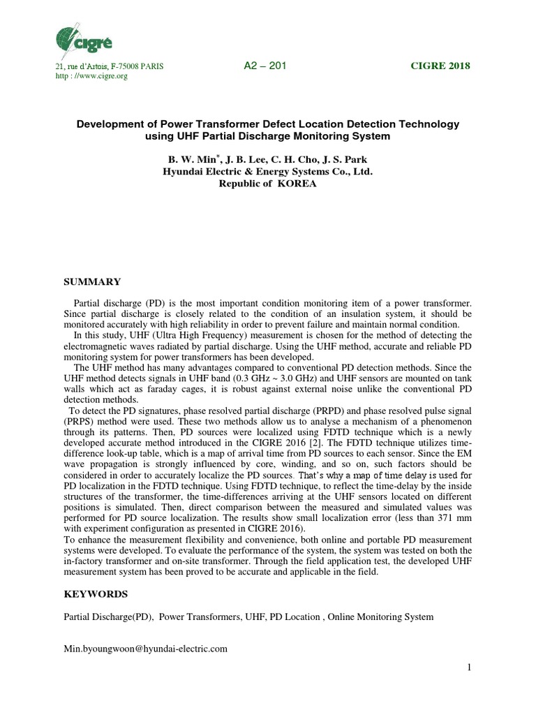 A2-201 - 2018 Development of Power Transformer Defect Location Detection Technology Using UHF ...