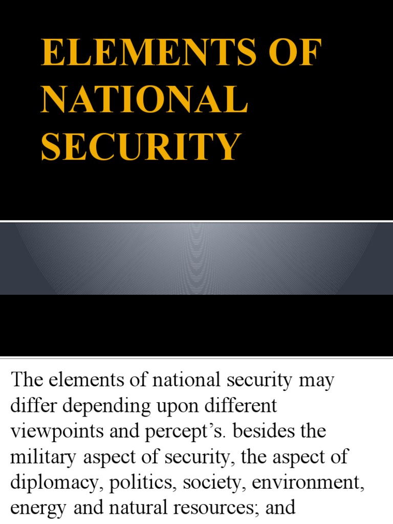 ELEMENTS OF NATIONAL SECURITY (Glenford) | PDF