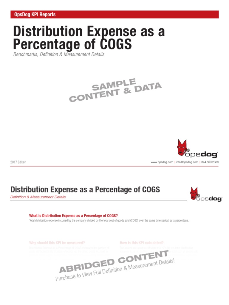 Distribution Expense As A Percentage of COGS: Sample Content & Da TA ...