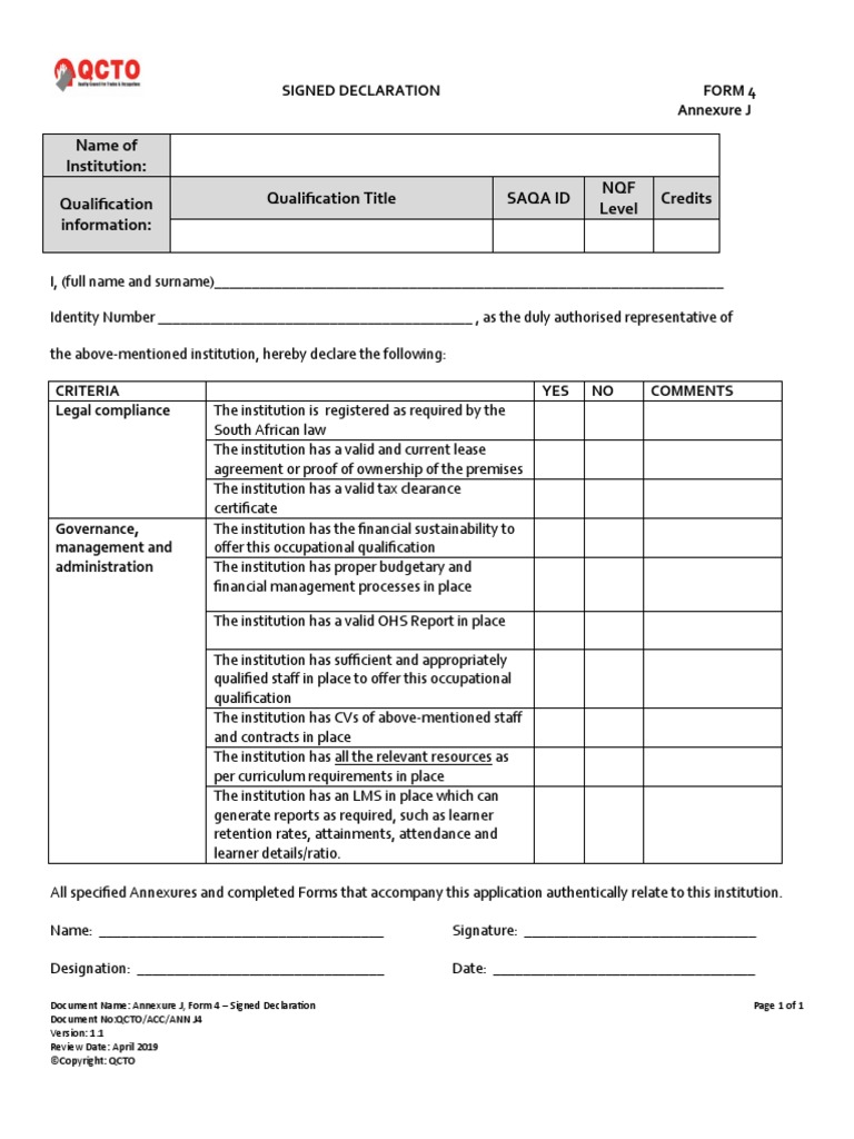 Name of Institution: Qualification Information: Qualification Title ...