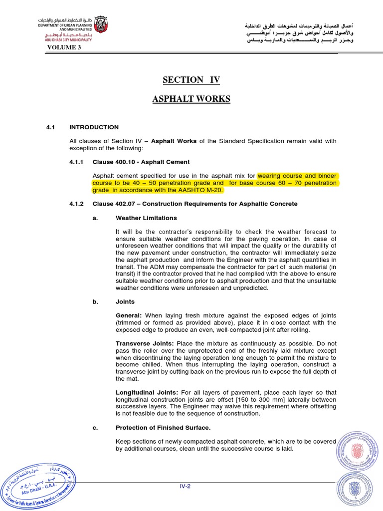 Asphalt Base, Binder and Wearing Course - Adm Part Spec | PDF | Road ...