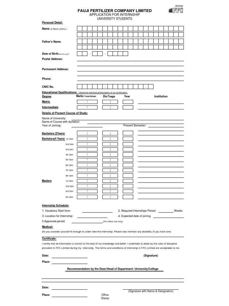 Internship Form (5973) | PDF | Bachelor's Degree | Qualifications