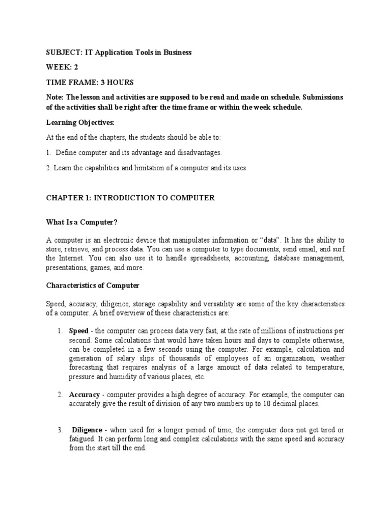 Lesson 1 Introduction To Computers Pdf Error Computer Data Storage
