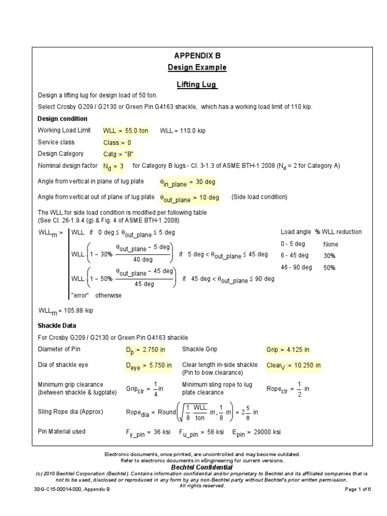 Appendix B Design Example Lifting Lug | PDF | Mechanical Engineering ...