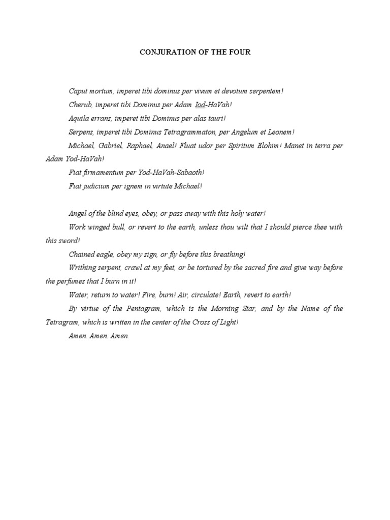 Conjuration of The Four | PDF | Western Esotericism | Prayer