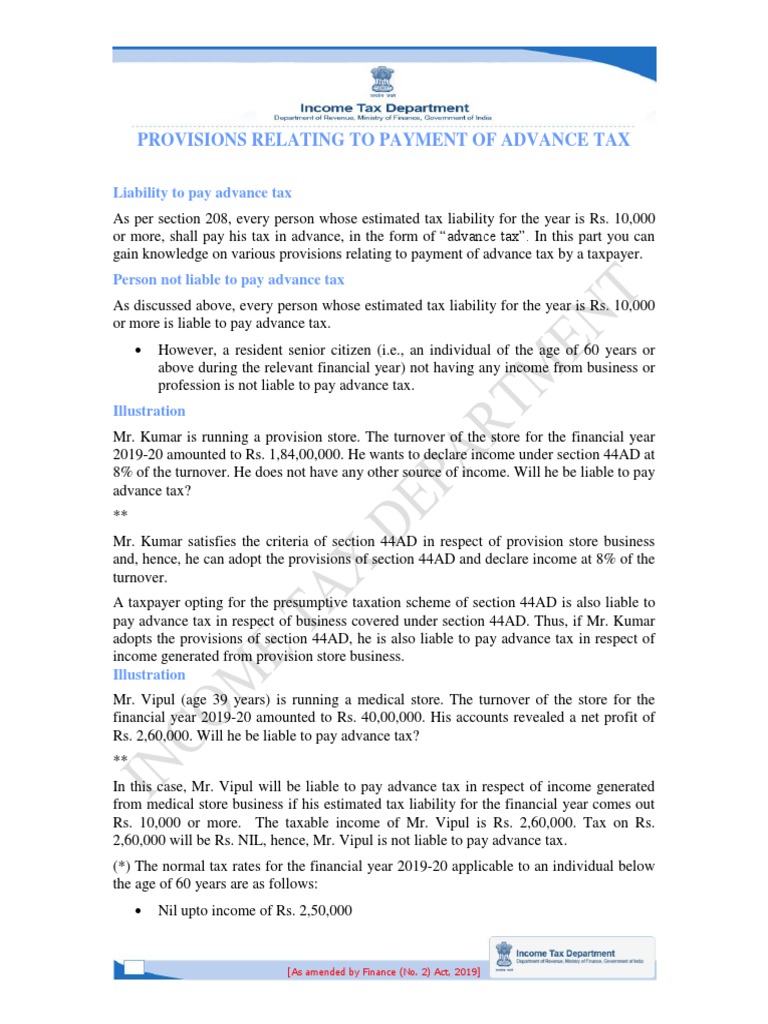 Advance Payment of Tax | Download Free PDF | Taxpayer | Tax Deduction