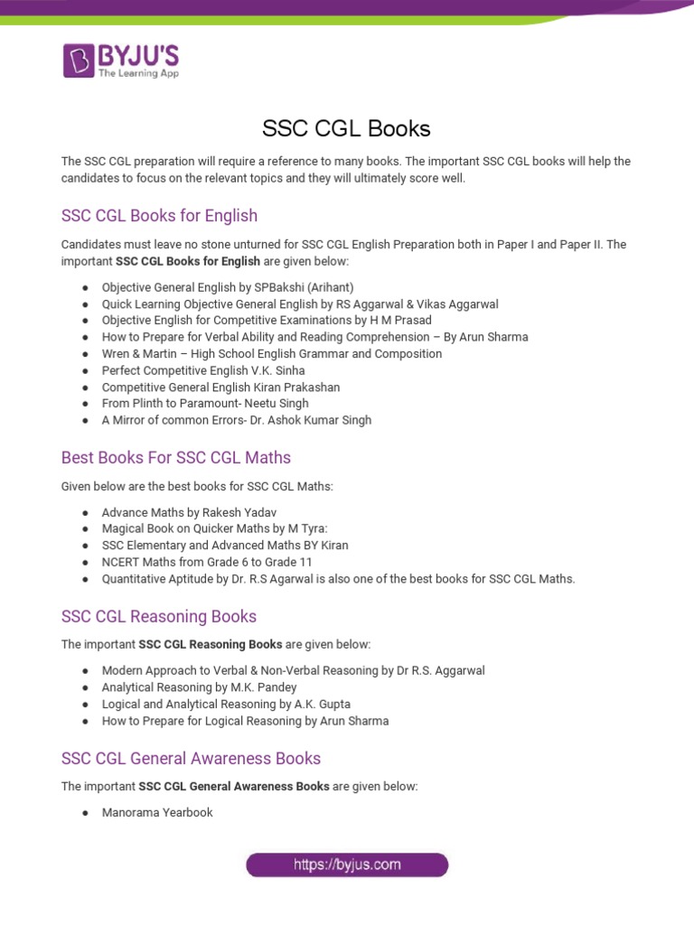 SSC CGL Books | PDF