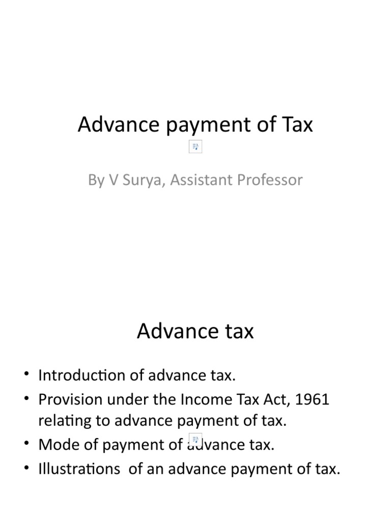 Advance Payment of Tax | PDF | Income Tax In India | Taxes