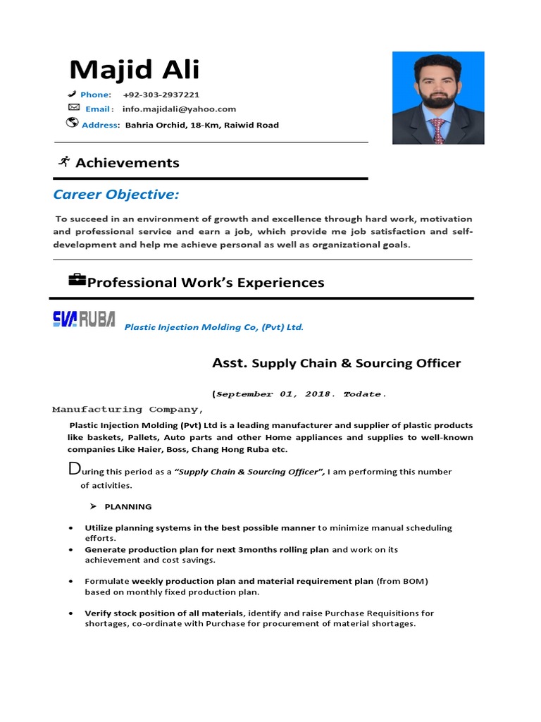 Majid Ali Resume | PDF | Operations Management | Supply Chain