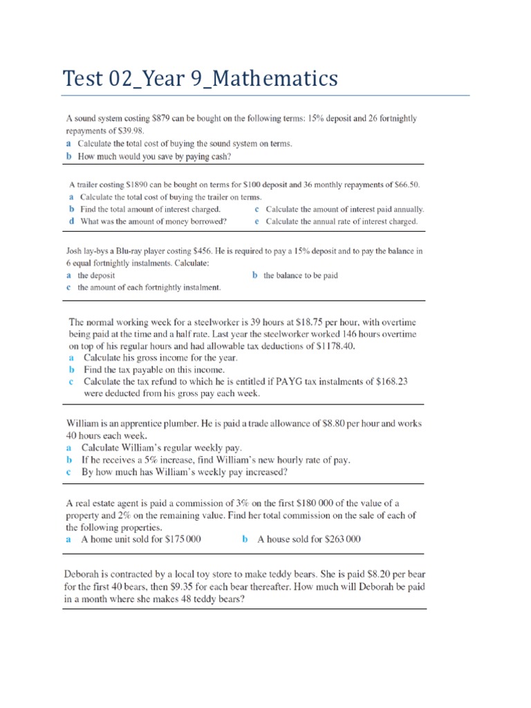 Financial Maths Test | PDF