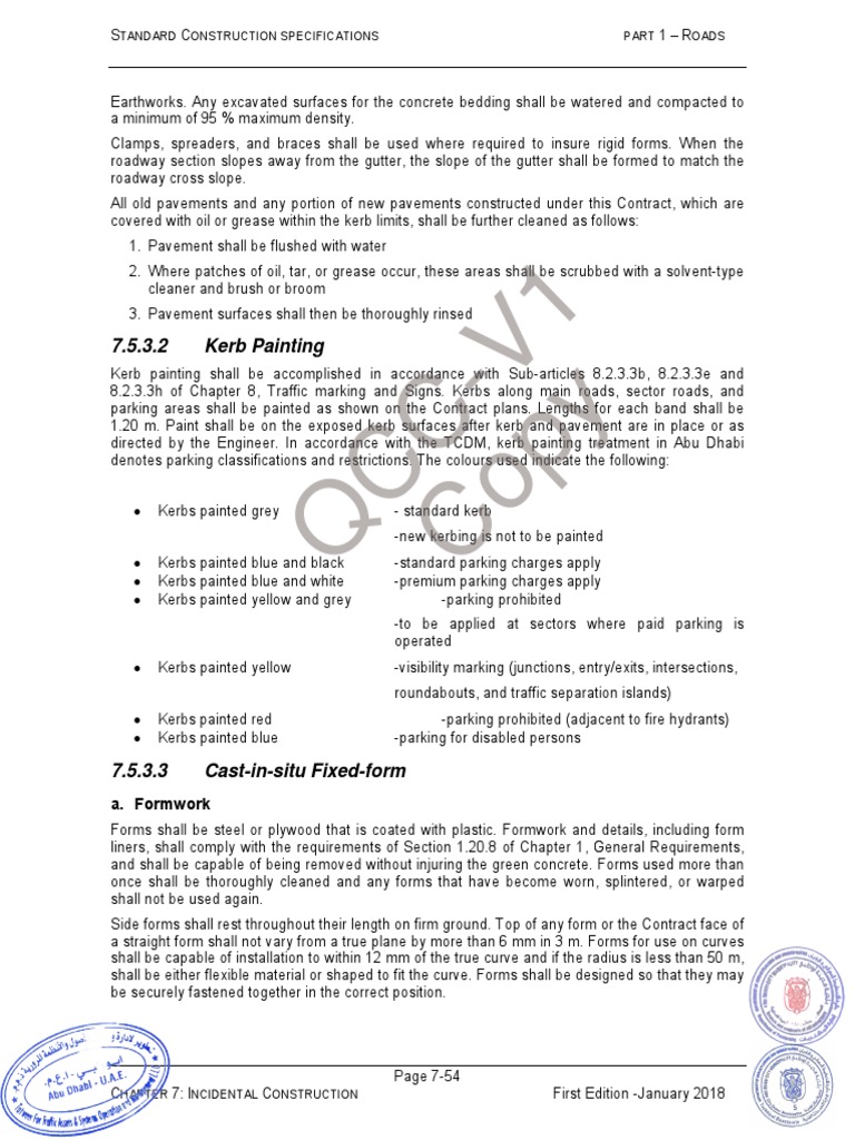 Kerb Colors - Adm Standard Spec | PDF | Road Surface | Transport