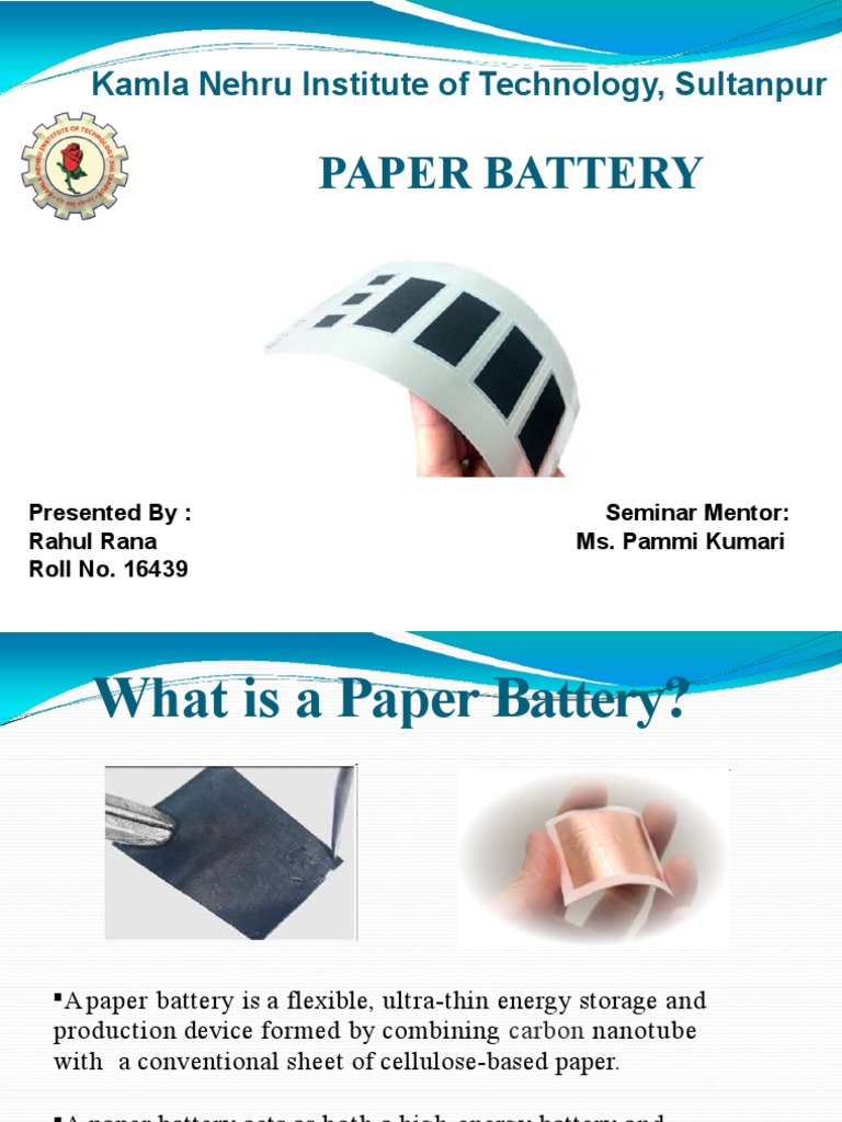 Overview of Paper Battery Technology | PDF | Carbon Nanotube | Lithium ...