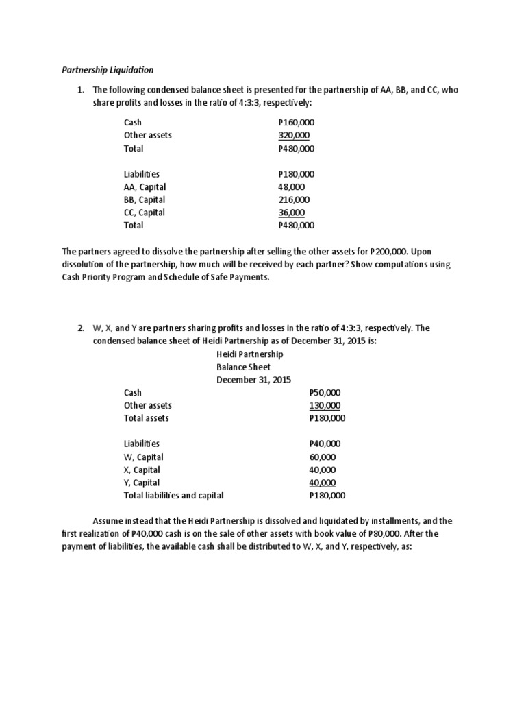 Liquidation Sample Problems | PDF