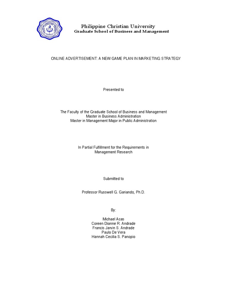 Philippine Christian University: Graduate School of Business and ...