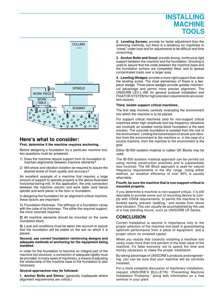 Installing Machine Tools: Here's What To Consider | PDF | Machines | Screw