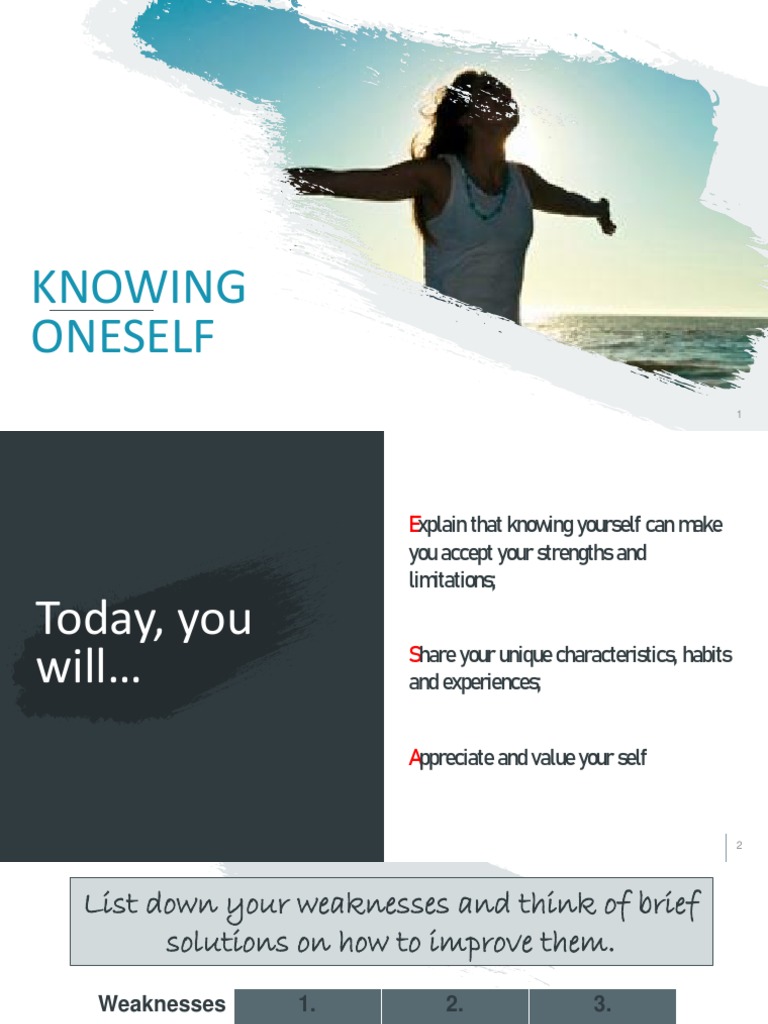 Knowing Oneself - Personal Development | PDF | Self | Self Esteem