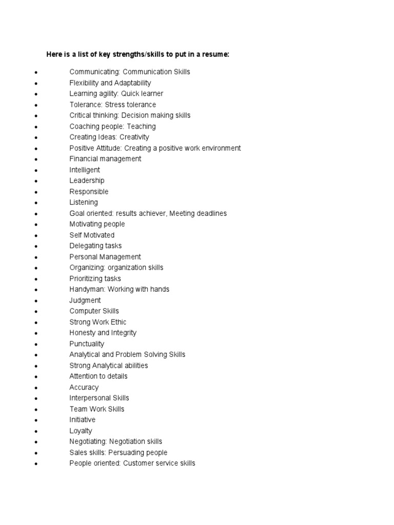 Here Is A List of Key Strengths | PDF