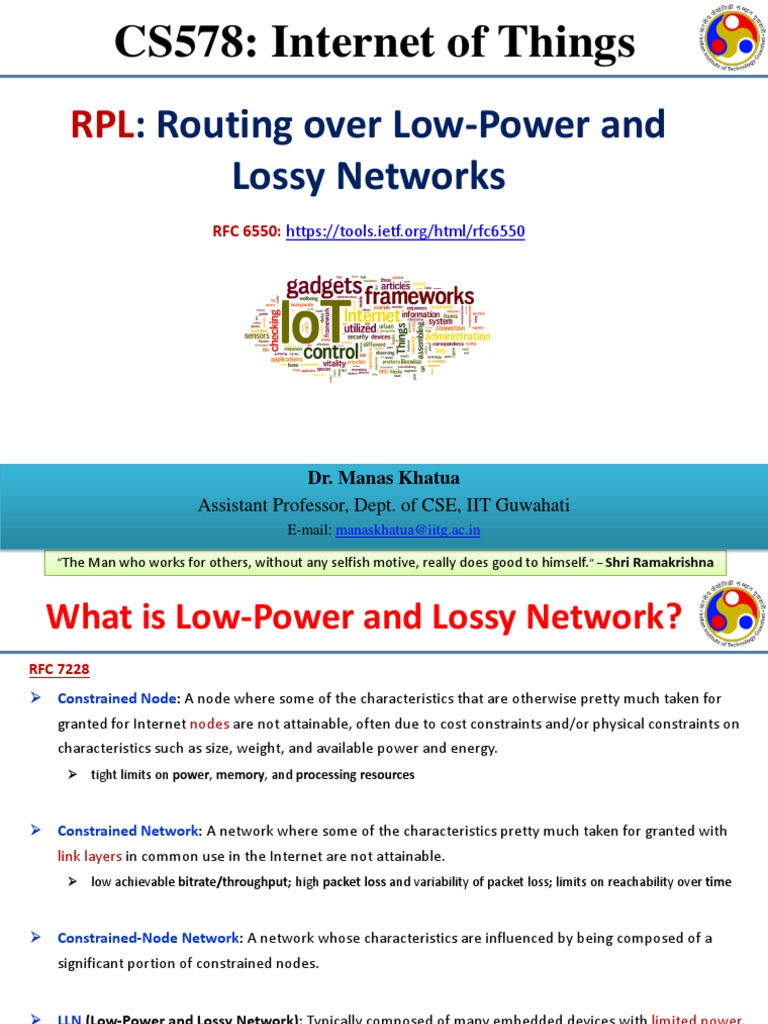 Routing Over Low-Power and Lossy Networks: CS578: Internet of Things | PDF | Routing | Network ...