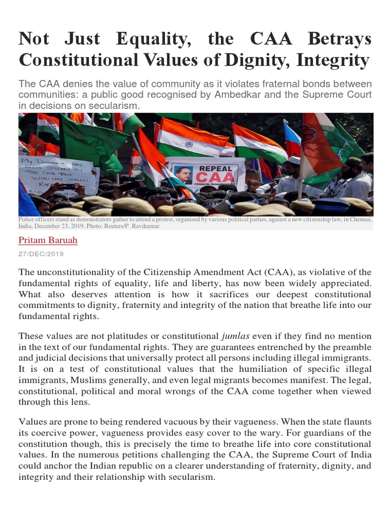 CAA Betrays Constitutional Values of Dignity, Integrity and Fraternity ...