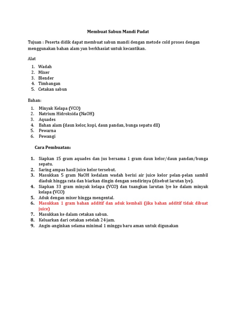 Praktek Membuat Sabun Mandi Padat | PDF