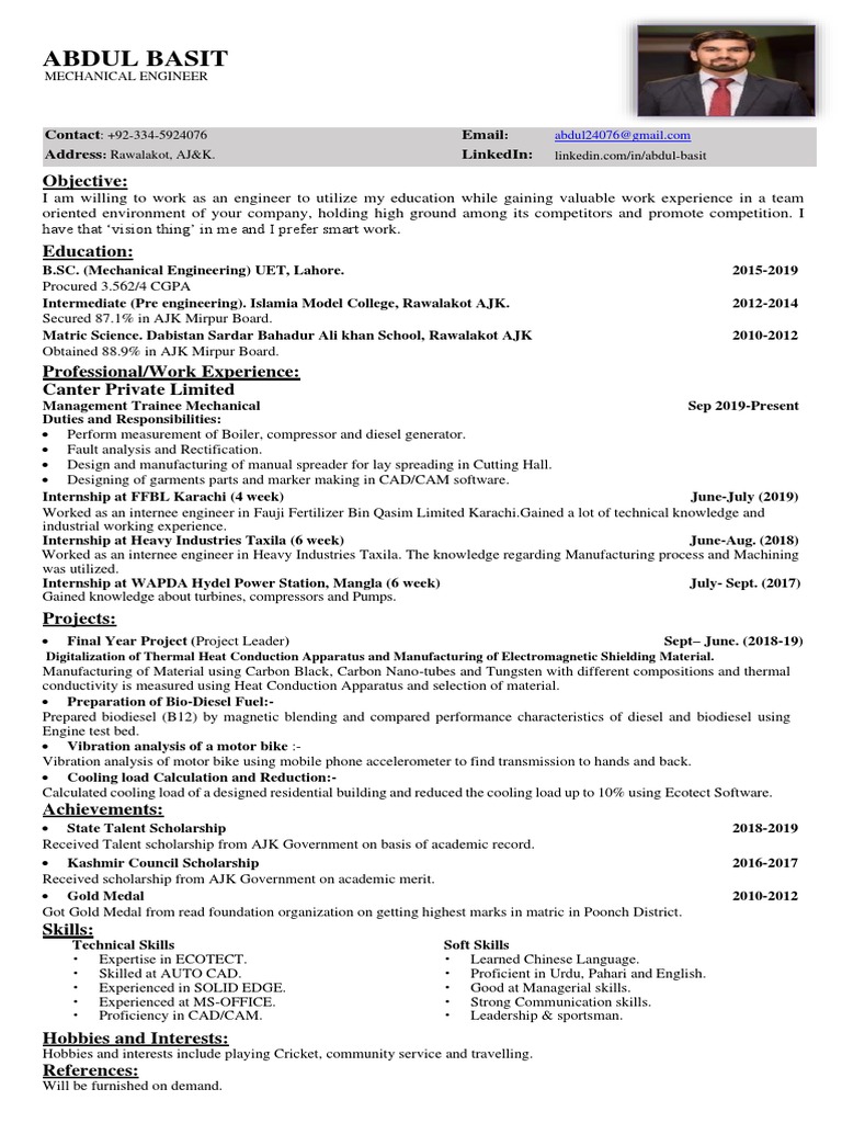 Abdul Basit: Objective | PDF | Biodiesel | Mechanical Engineering