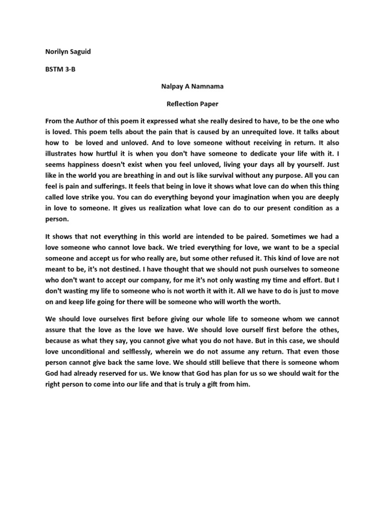 Nalpay A Namnama Reflection Paper | PDF